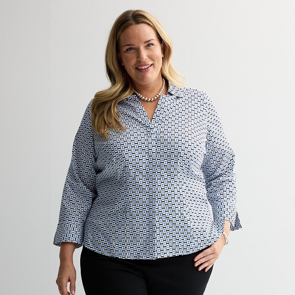 Plus Size Croft & Barrow® Tailored Button Front Shirt