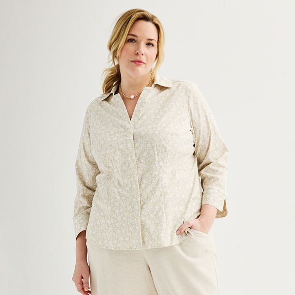 Plus Size Croft & Barrow® Tailored Button Front Shirt