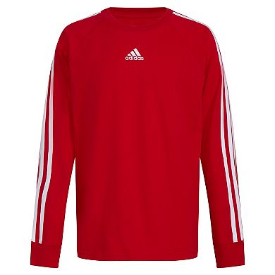 Boys 8-20 adidas 3-Stripe Raglan Long Sleeves Tee in Regular & Plus Size