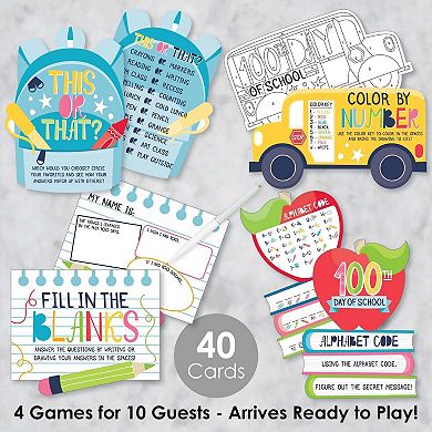 Big Dot Of Happiness Happy 100th Day Of School - 4 Party Games 10 Cards ...