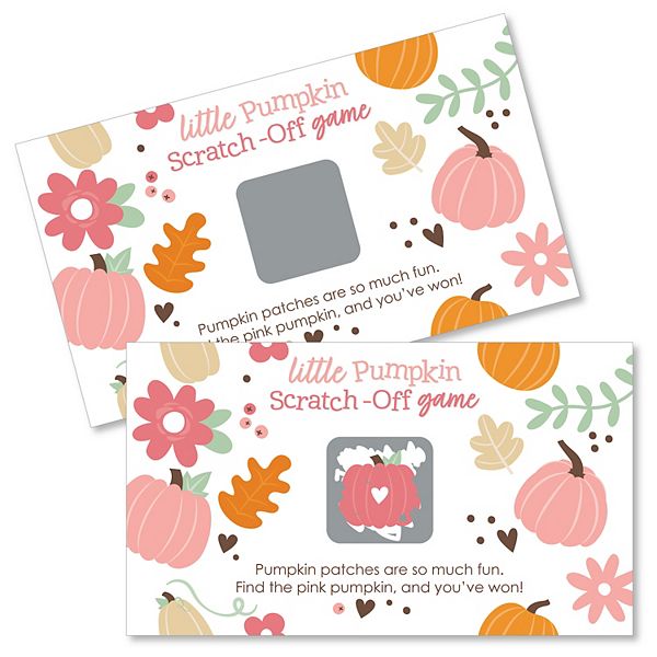 Big Dot Of Happiness Girl Little Pumpkin Fall Birthday & Baby Shower Game Scratch Offs 22 Ct