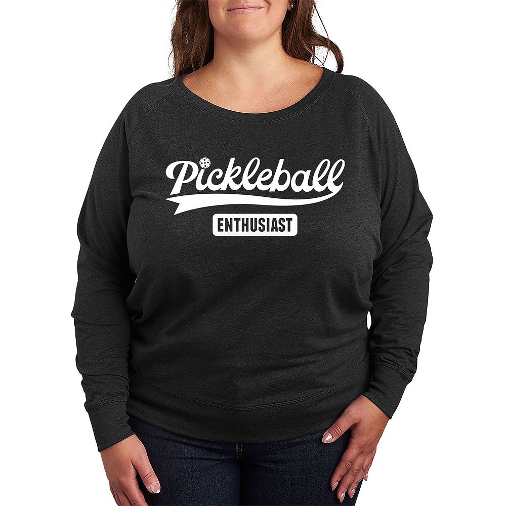 Plus Size Pickleball Enthusiast French Terry Long Sleeve Tee