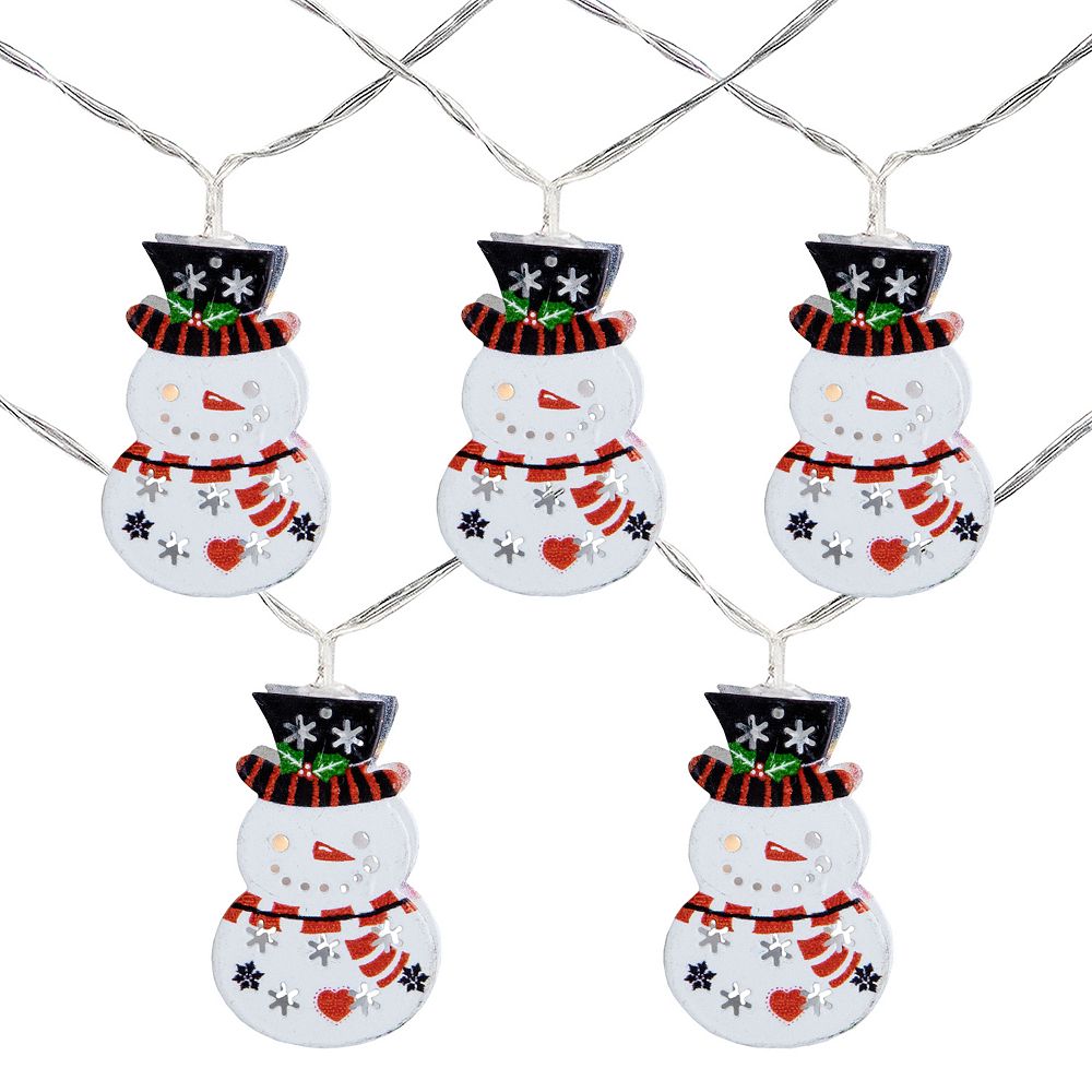 10ct Snowmen with Top Hats LED Christmas Lights - 4.5 ft Clear Wire