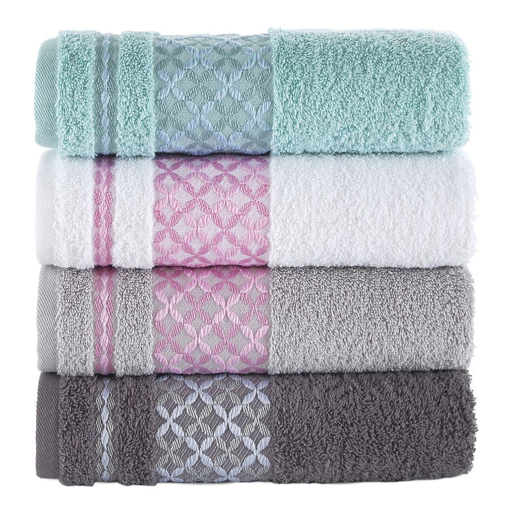 Textile Multicolor Plaid Turkish Cotton Face/Hand/Hair Bath Towels (Set ...