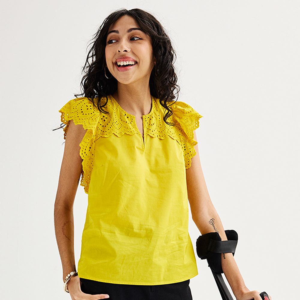 Women's Nine West Adaptive Easy Dressing Lacey Flutter Sleeve Top