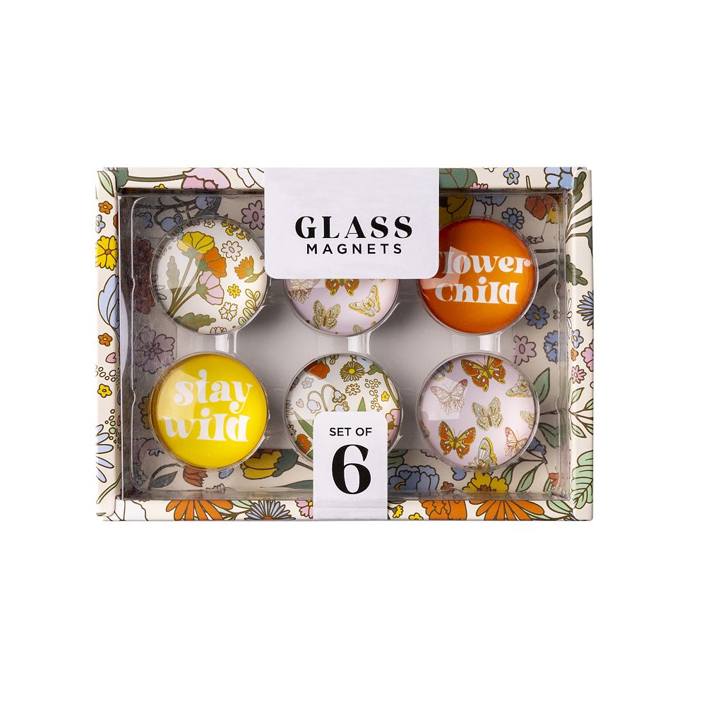 Pulsar Ditsy Glass Dome Magnets 6-Pack Set