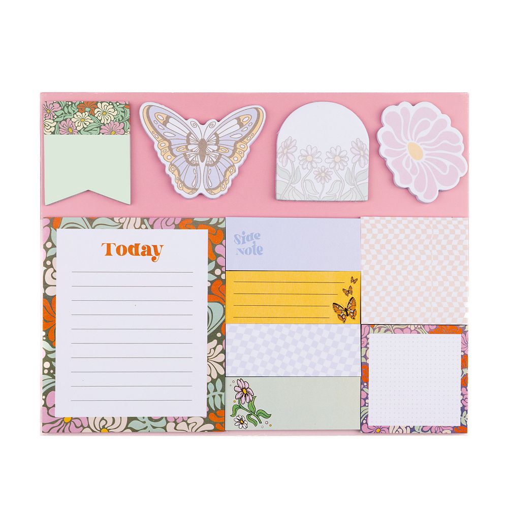 Pulsar Groovy Floral Print Assorted Sticky Reminder Notepads Set