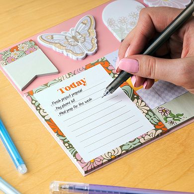 Pulsar Groovy Floral Print Assorted Sticky Reminder Notepads Set