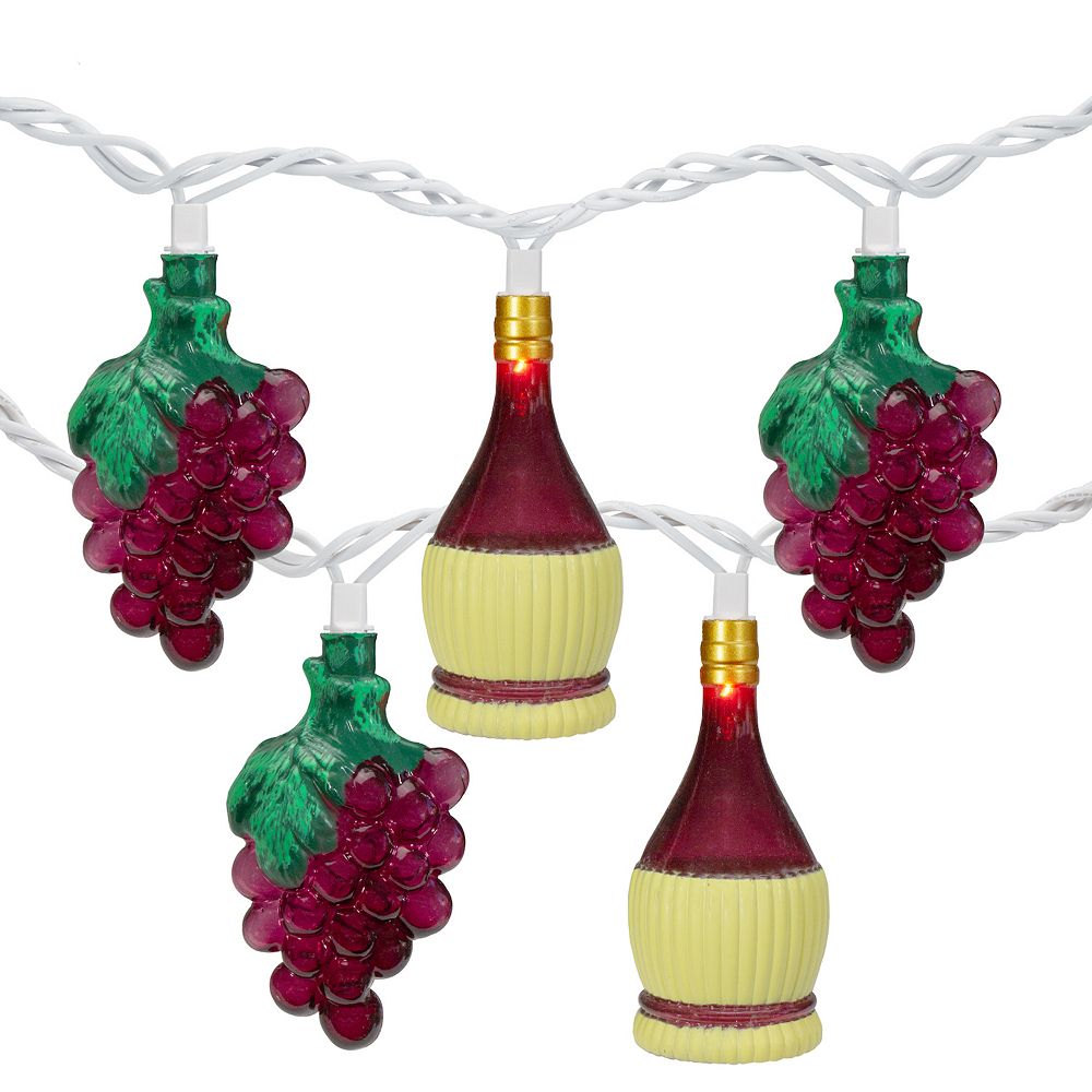 10-Count Grape and Wine Bottle Novelty String Christmas Light Set 7.5ft ...