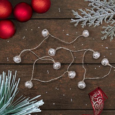 10-Count LED Silver Christmas Bells Fairy Lights 5.5ft Copper Wire