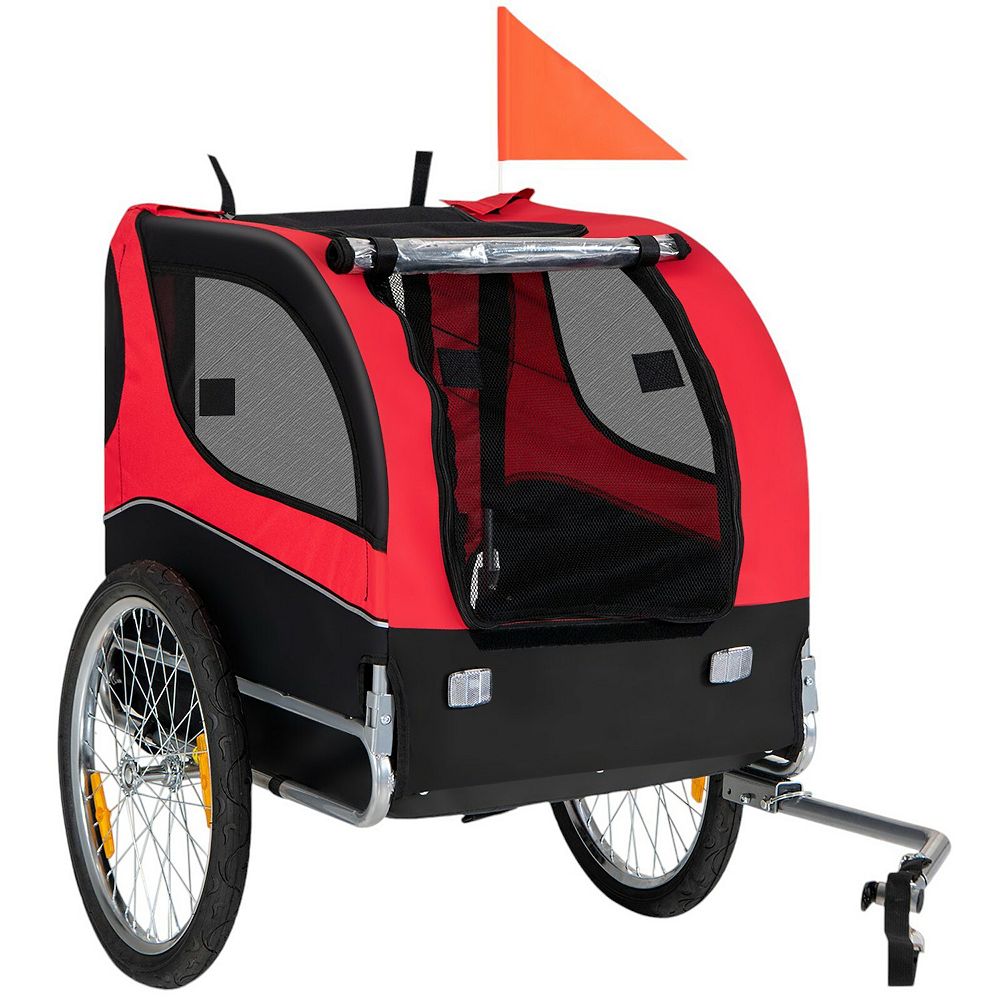 Dog Bike Trailer Foldable Pet Cart with 3 Entrances for Travel