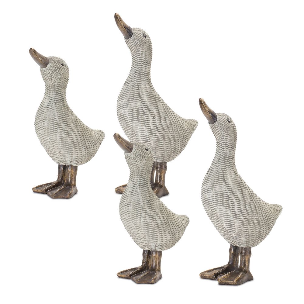 Melrose Wicker Duck Figurine Table Decor 4-piece Set