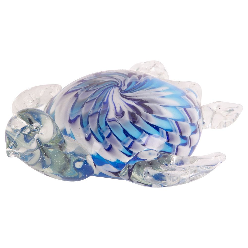 Everyday Decor Blue Glass Turtle Table Decor