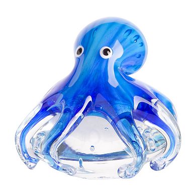 Everyday Decor Blue Glass Octopus Table Decor