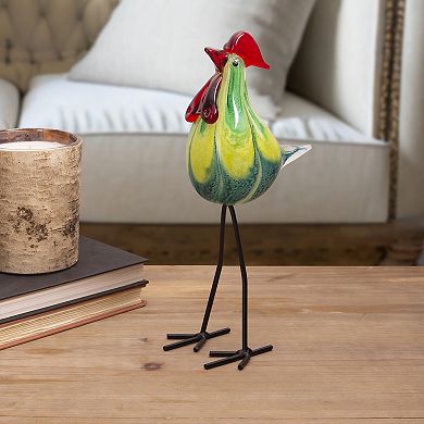 Home Essentials Yellow Glass Rooster Table Décor