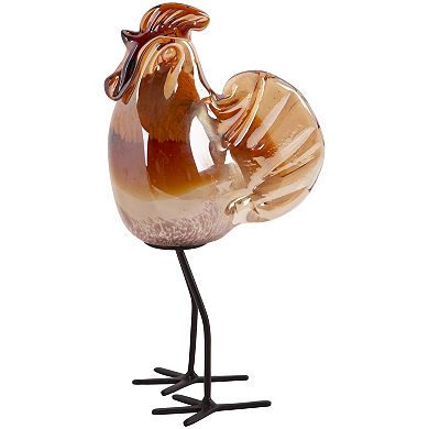 Everyday Decor Light Brown Glass Rooster Table Decor