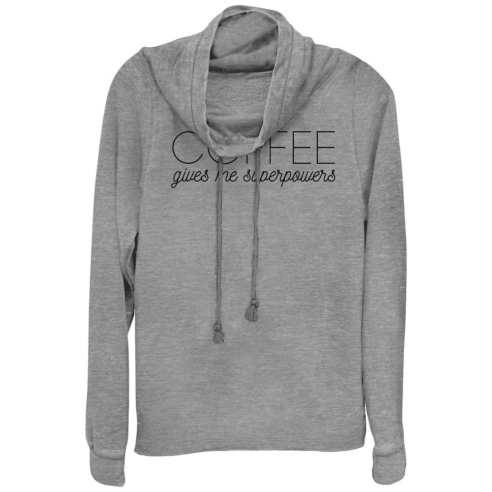 Women's Coffee Gives Me Superpowers Cowlneck Graphic Lightweight Long ...
