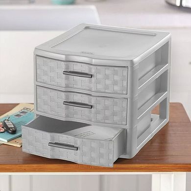 Sterilite Medium Weave 3 Drawer Storage Unit Versatile Organizer, Grey ...