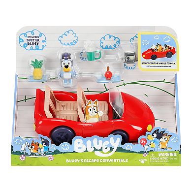 Bluey S9 Bluey's Escape Convertible Car Toy and Figurine Set