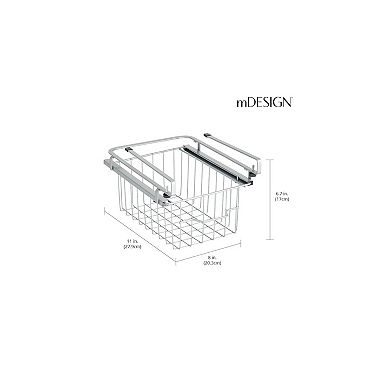 mDesign Metal Wire XS Sliding Under Shelf Kitchen Storage Basket - Silver