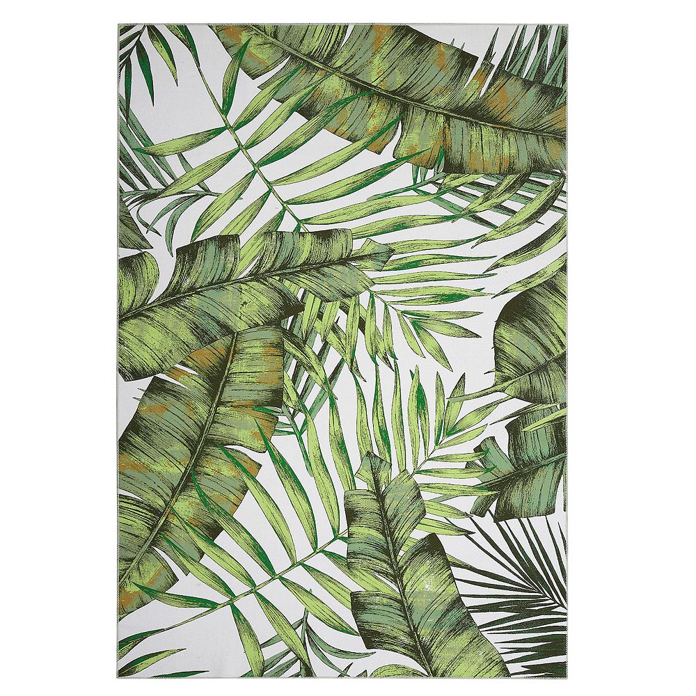 Garvee Modern Area Rug Low Profile Palm Tree Leaf Jungle Non Slip Rug