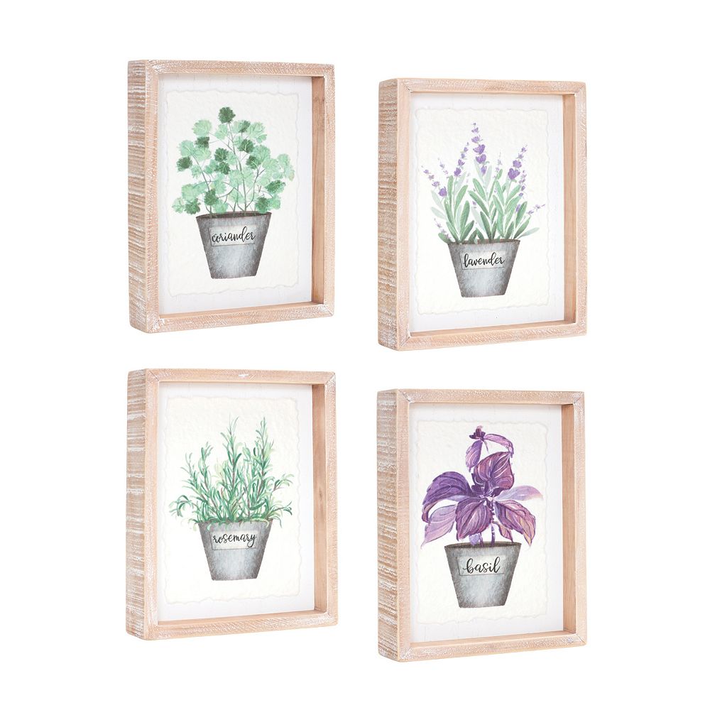 Melrose Watercolor Herb Framed Wall Art 4-piece Set