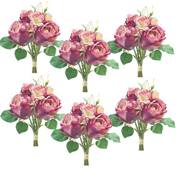 Melrose Artificial Rose Floral Bundle 6-piece Set
