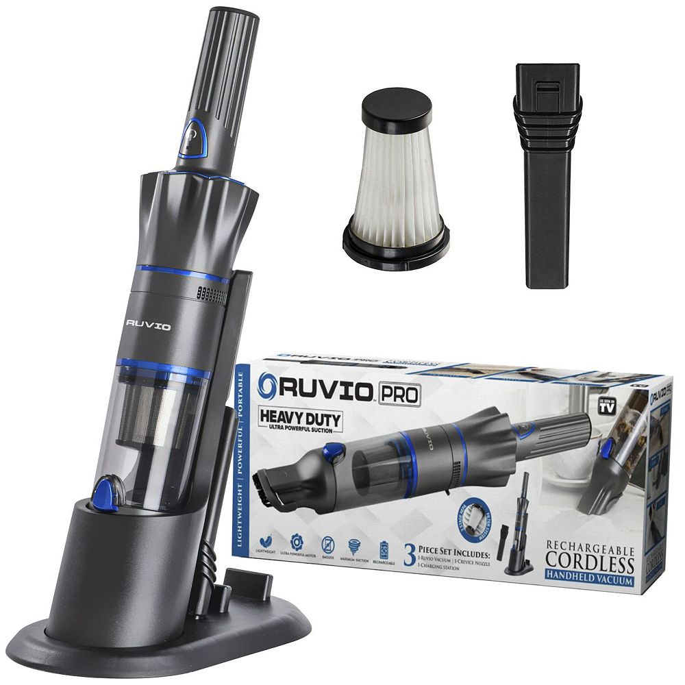 Ruvio Pro 17 in. Cordless Portable Double HEPA Filtration Rechargeable ...