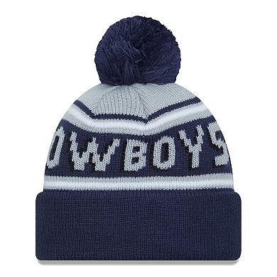 Men's New Era Navy Dallas Cowboys Retro Joe Main Cuffed Knit Hat with Pom