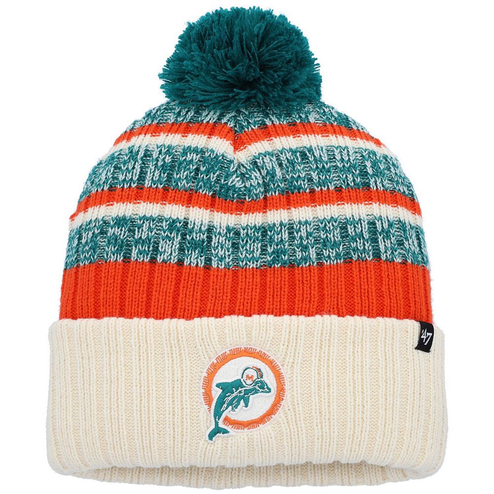 Men's '47 Natural Miami Dolphins Tavern Cuffed Knit Hat with Pom