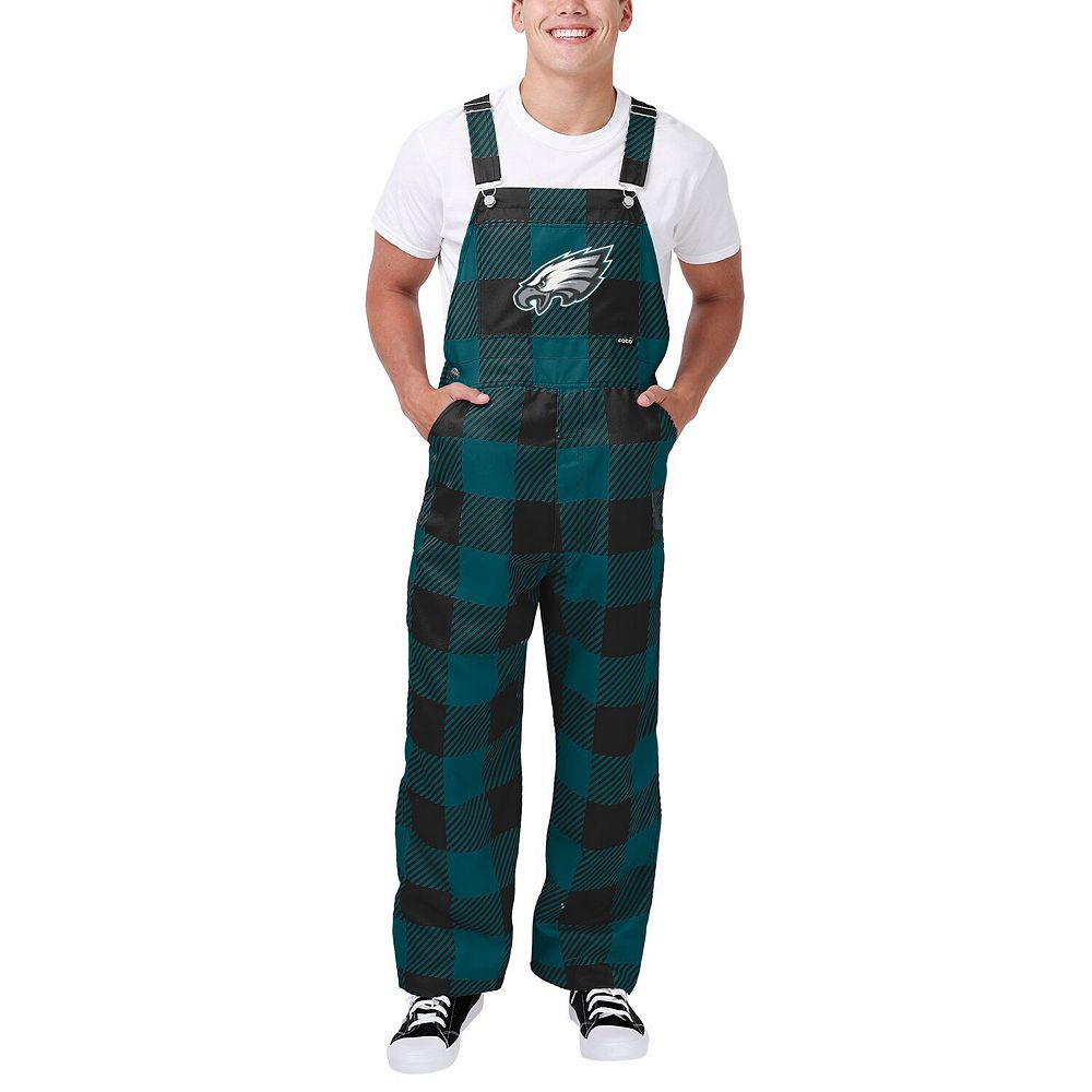 Men's FOCO Green Philadelphia Eagles Big Logo Plaid Overalls