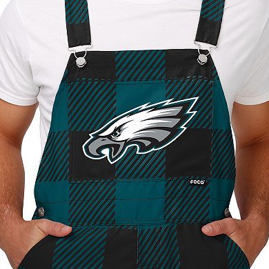 Men's FOCO Green Philadelphia Eagles Big Logo Plaid Overalls