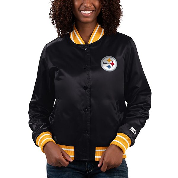 Women's Starter Black Pittsburgh Steelers Full Count Satin Full-Snap ... Women's Starter Black Pittsburgh Steelers Full Count Satin Full-Snap ...