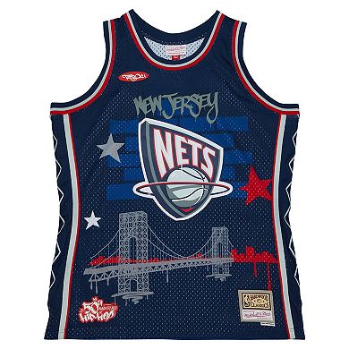 Men's Mitchell & Ness x Tats Cru Navy New Jersey Nets Hardwood Classics ...