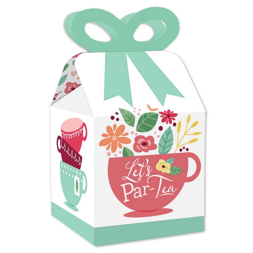 Big Dot Of Happiness Floral Let's Par-tea Square Favor Gift Boxes ...