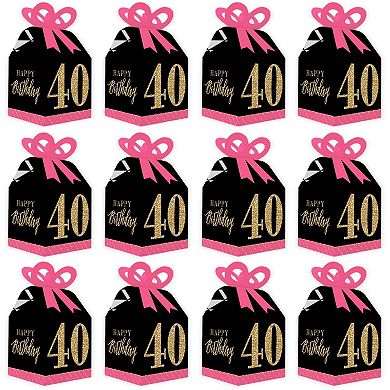 Big Dot Of Happiness Chic 40th Birthday Pink Black Gold Square Favor ...