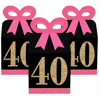 Big Dot Of Happiness Chic 40th Birthday Pink Black Gold Square Favor ...