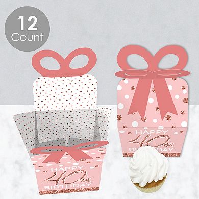Big Dot Of Happiness 40th Pink Rose Gold Birthday Favor Gift Boxes ...