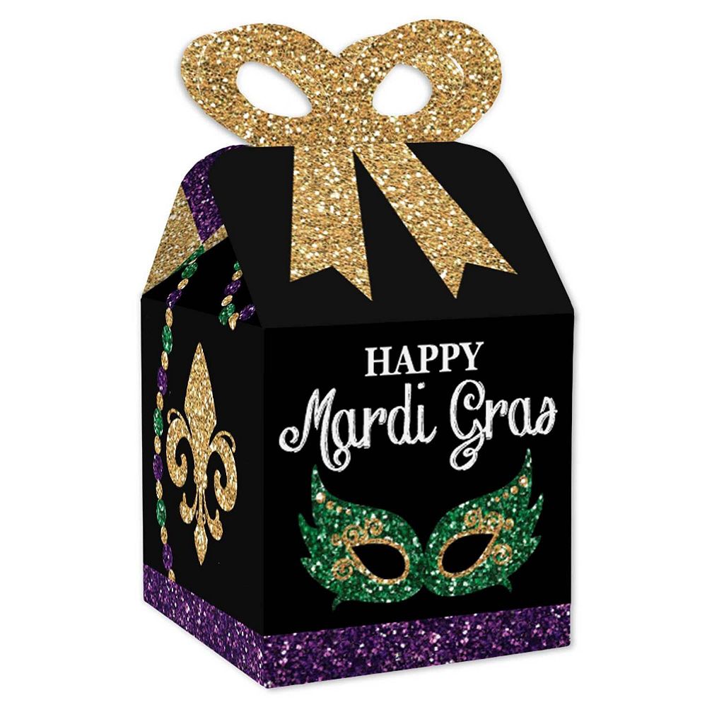 Big Dot Of Happiness Mardi Gras - Square Favor Gift Boxes - Masquerade ...