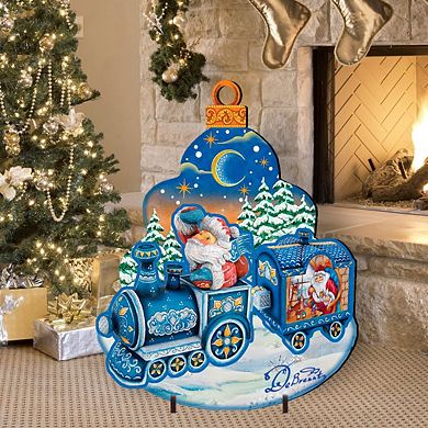 32-Inch Santa Arrival Christmas Outdoor Handcrafted Wooden Yard & Porch ...
