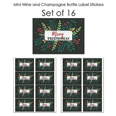 Big Dot Of Happiness Rustic Merry Friendsmas Mini Wine Bottle Label ...