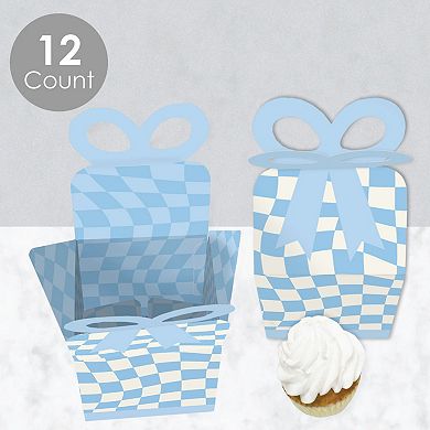 Big Dot Of Happiness Blue Checkered Party - Square Favor Gift Boxes ...