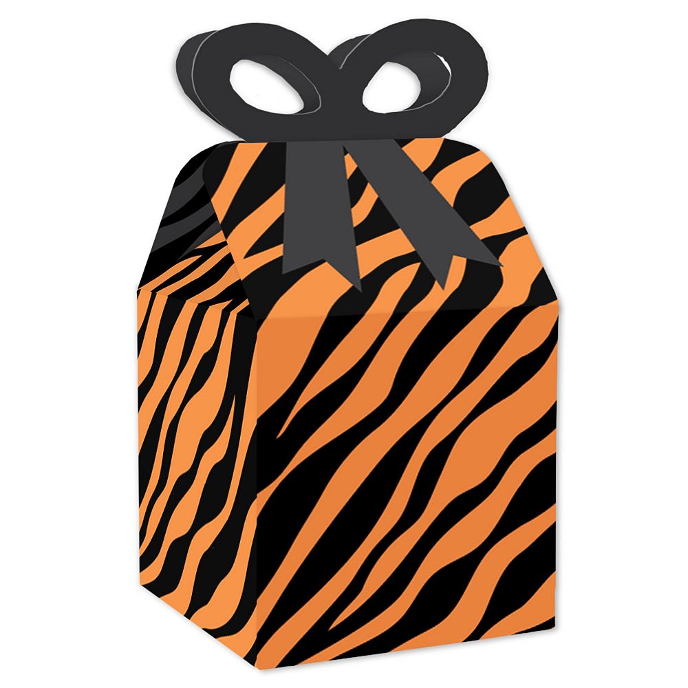 Big Dot Of Happiness Tiger Print - Square Gift Boxes - Jungle Party Bow ...