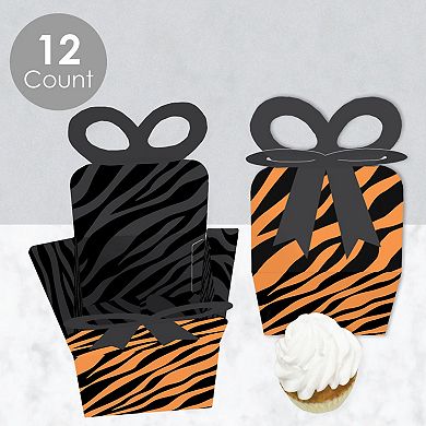 Big Dot Of Happiness Tiger Print - Square Gift Boxes - Jungle Party Bow ...