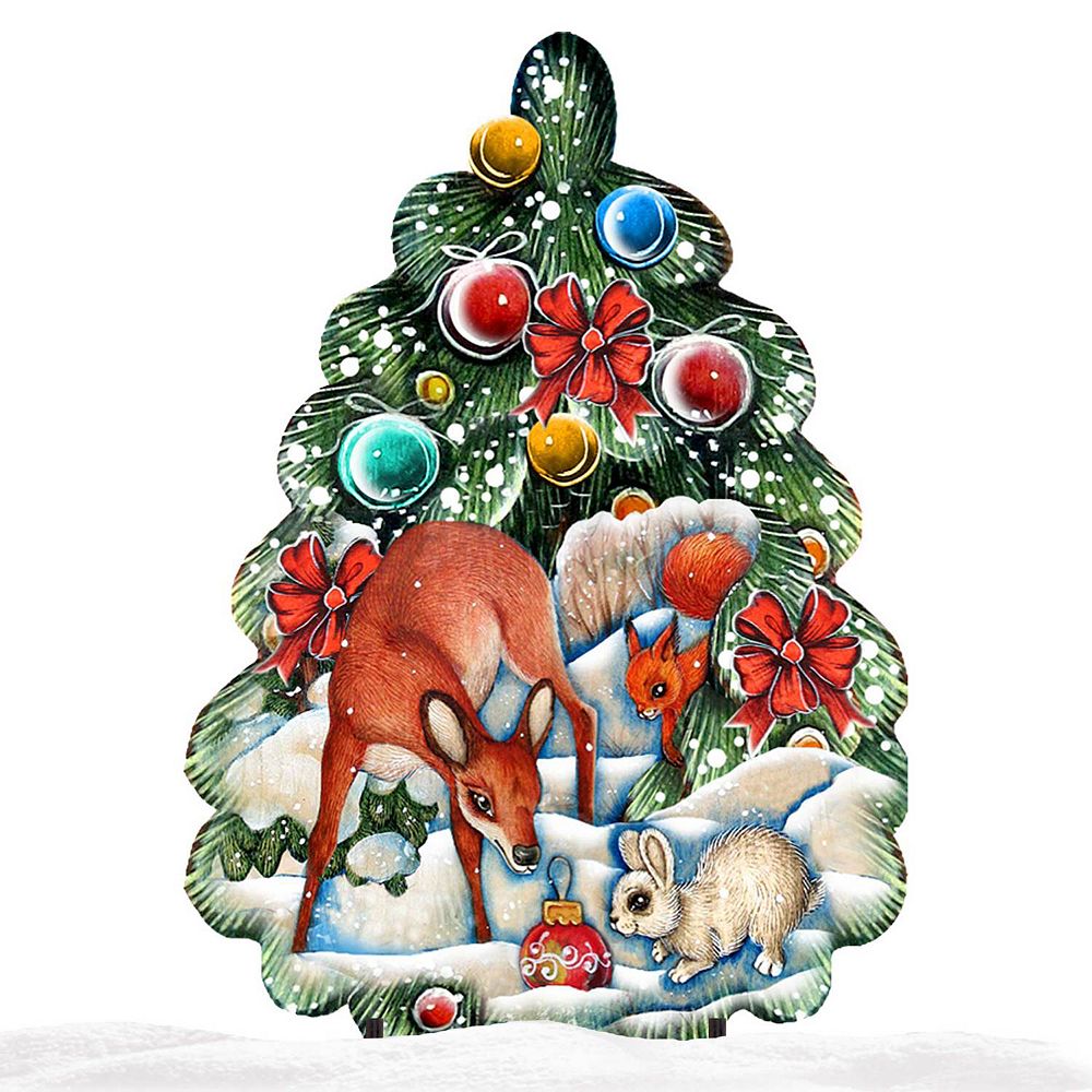 32-Inch Forest Friend Tree Christmas Outdoor Unique Handcrafted Wooden ...