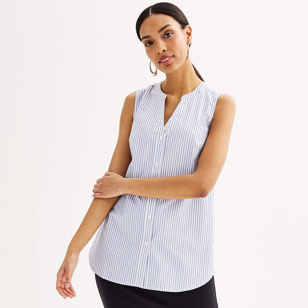 Women's Nine West Sleeveless Button-Down Tunic Top