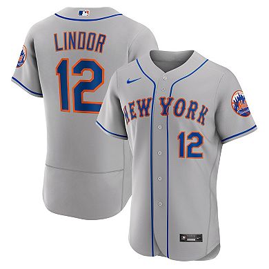 Men's Nike Francisco Lindor Gray New York Mets Road Authentic Player Jersey