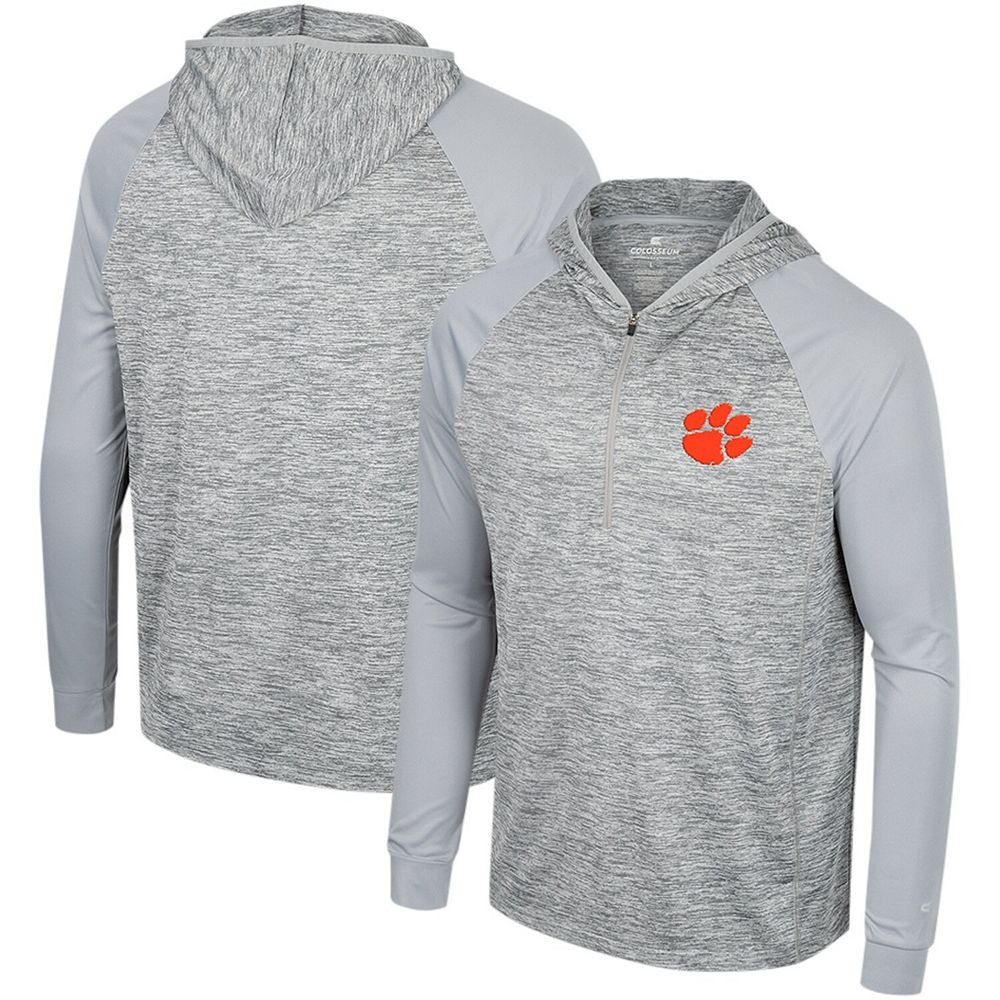 Men's Colosseum Gray Clemson Tigers Cybernetic Raglan Quarter-Zip ...