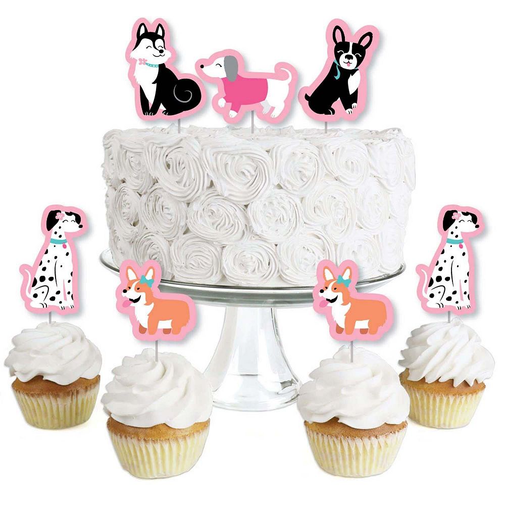 Big Dot Of Happiness Pawty Like A Puppy Girl Dessert Cupcake Toppers ...