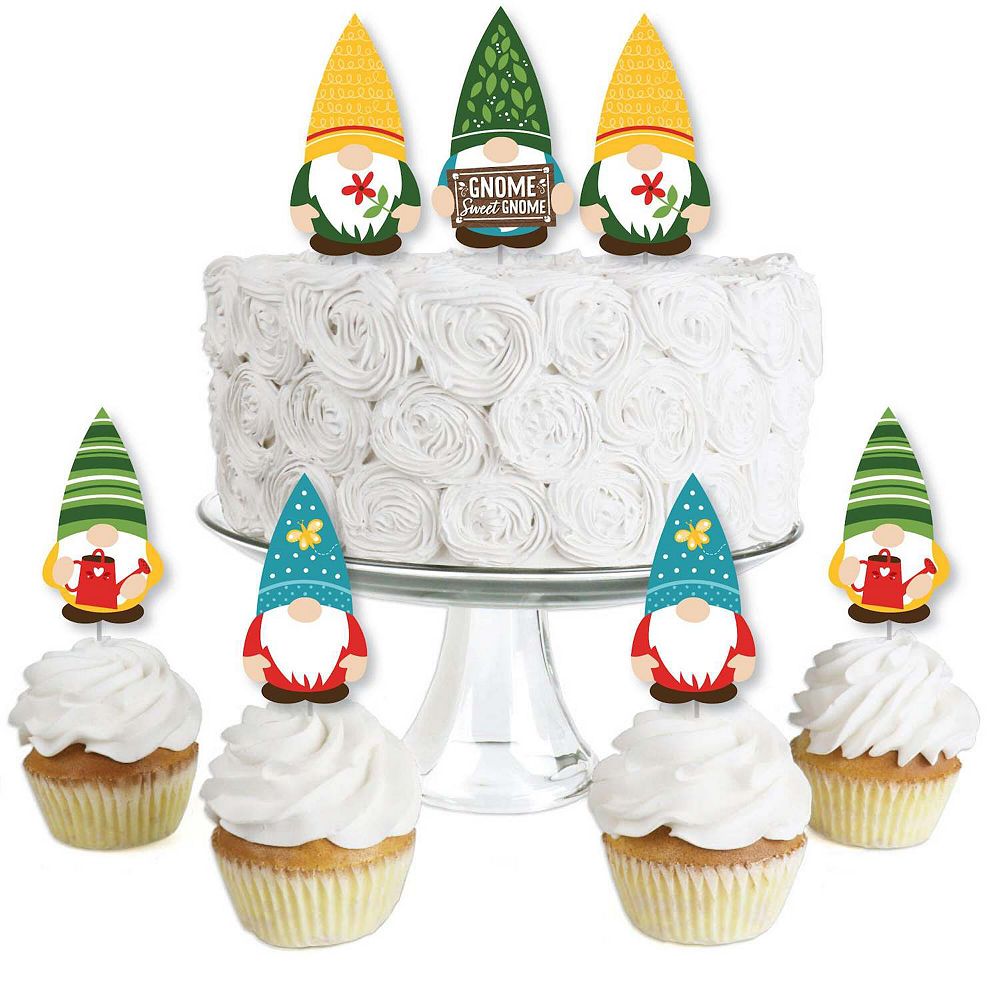Big Dot Of Happiness Garden Gnomes - Dessert Cupcake Toppers - Party ...